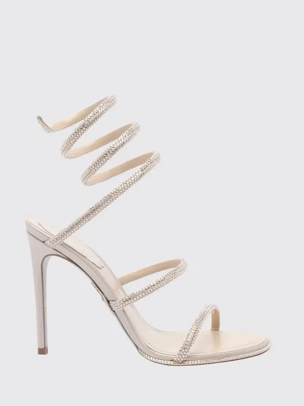 Rene Caovilla Cleo Crystal-embellished Spiral Strap High-heeled Sandals - Beige
