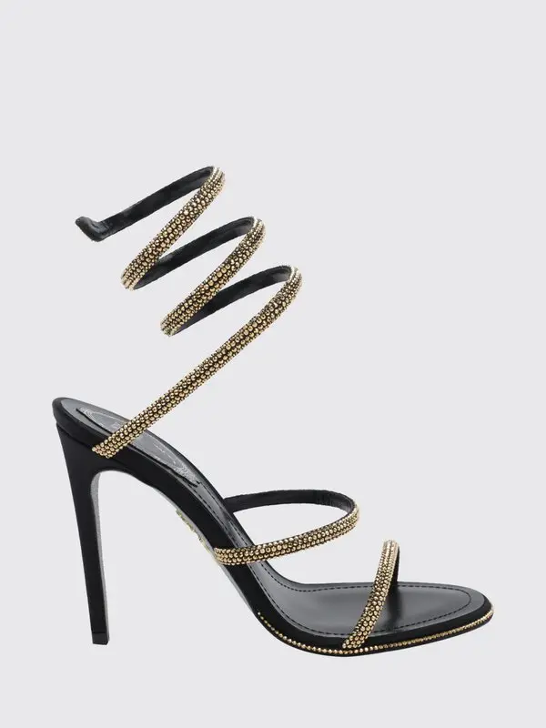 Rene Caovilla Cleo Crystal-embellished Spiral Strap High-heeled Sandals - Black 1
