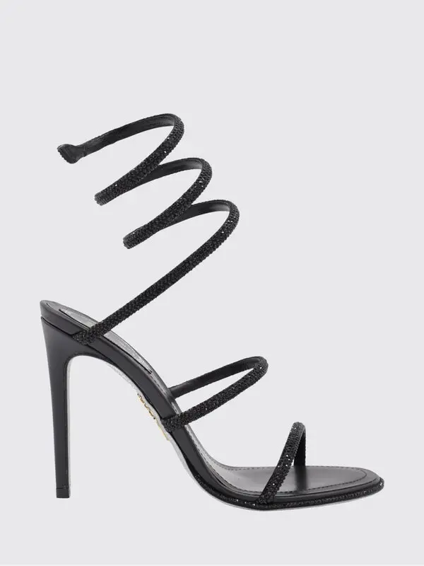 Rene Caovilla Cleo Crystal-embellished Spiral Strap High-heeled Sandals - Black 1