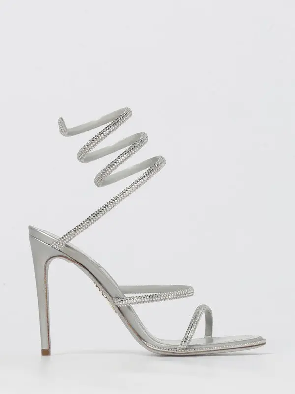 Rene Caovilla Cleo Crystal-embellished Spiral Strap High-heeled Sandals - Grey