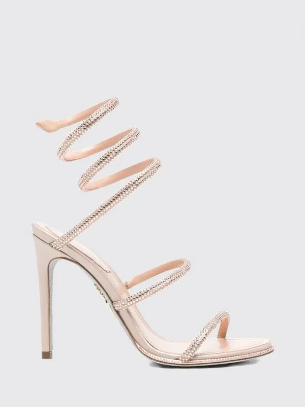Rene Caovilla Cleo Crystal-embellished Spiral Strap High-heeled Sandals - Pink