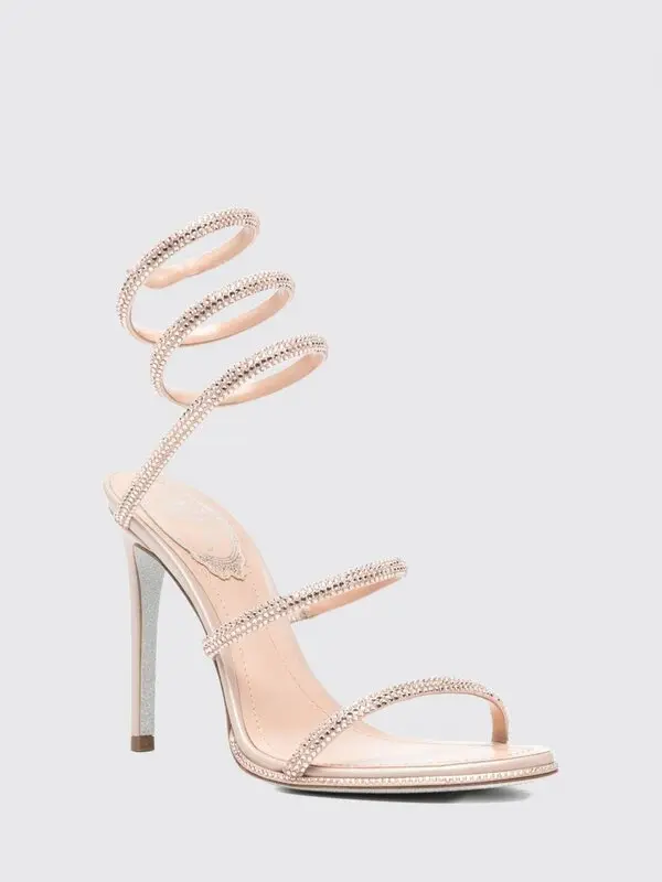 Rene Caovilla Cleo Crystal-embellished Spiral Strap High-heeled Sandals - Pink