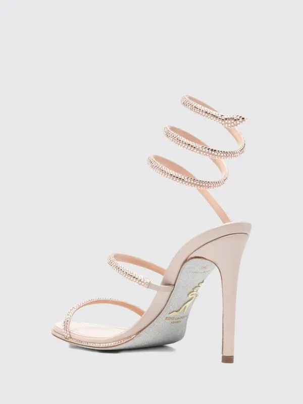 Rene Caovilla Cleo Crystal-embellished Spiral Strap High-heeled Sandals - Pink