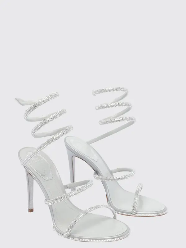 Rene Caovilla Cleo Crystal-embellished Spiral Strap High-heeled Sandals - Silver