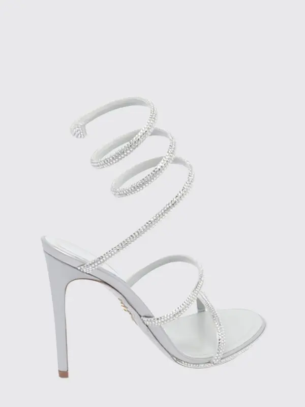 Rene Caovilla Cleo Crystal-embellished Spiral Strap High-heeled Sandals - Silver