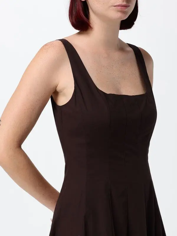 Staud Square Neck Midi Dress - Brown