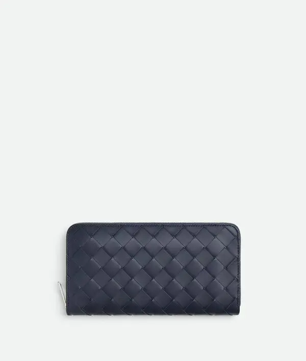 BOTTEGA  VENETA Intrecciato Zip Around Wallet - Abyss/cypress