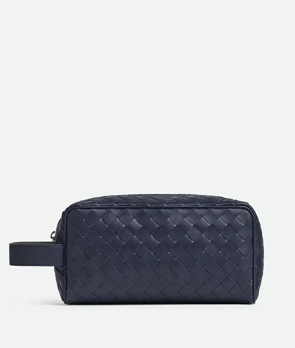 BOTTEGA  VENETA Intrecciato Travel Pouch - Abyss/cypress