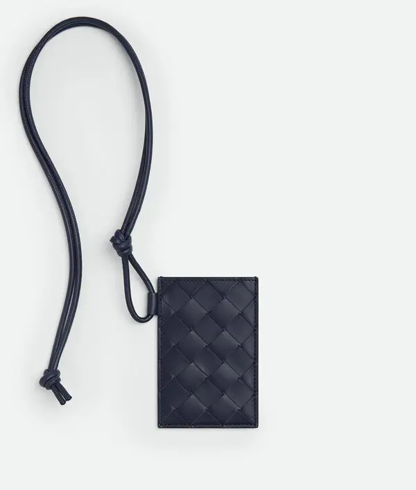 BOTTEGA  VENETA Intrecciato Badge Holder - Abyss/cypress