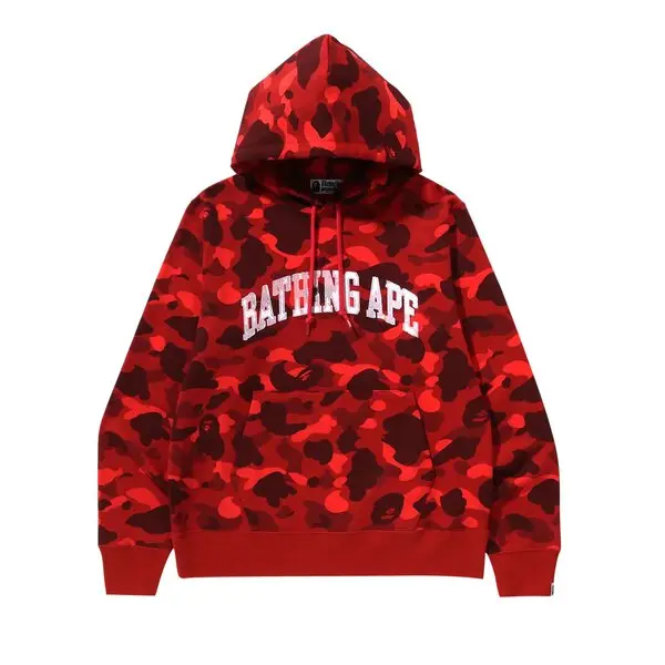 A BATHING APE Color Camo Pullover Hoodie - Red