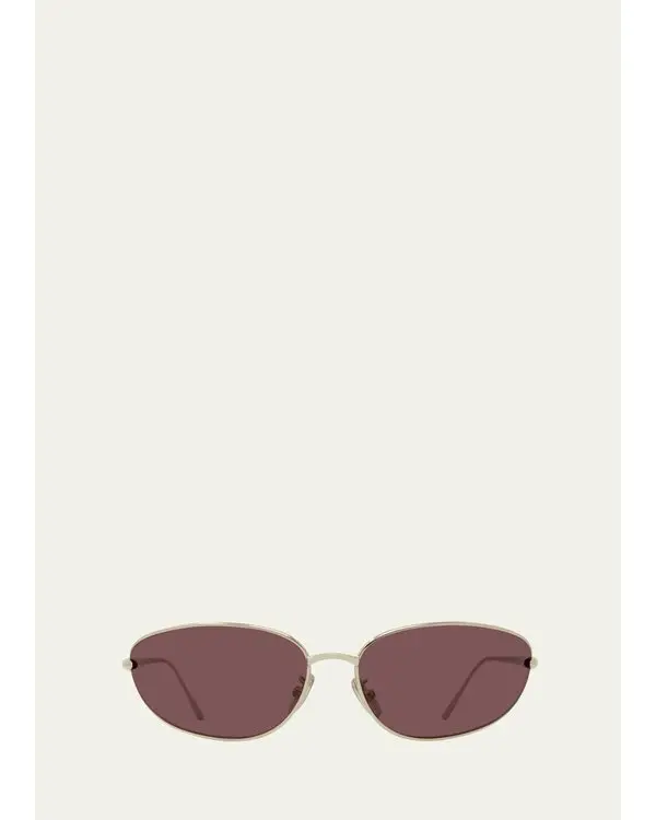 Loewe Signature Wrap Around Sunglasses - Gold/brown