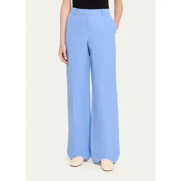 Lafayette 148 New York Gates Wide-leg Silk-linen Pants