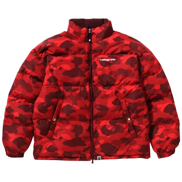 A BATHING APE Color Camo Reversible Down Jacket - Red