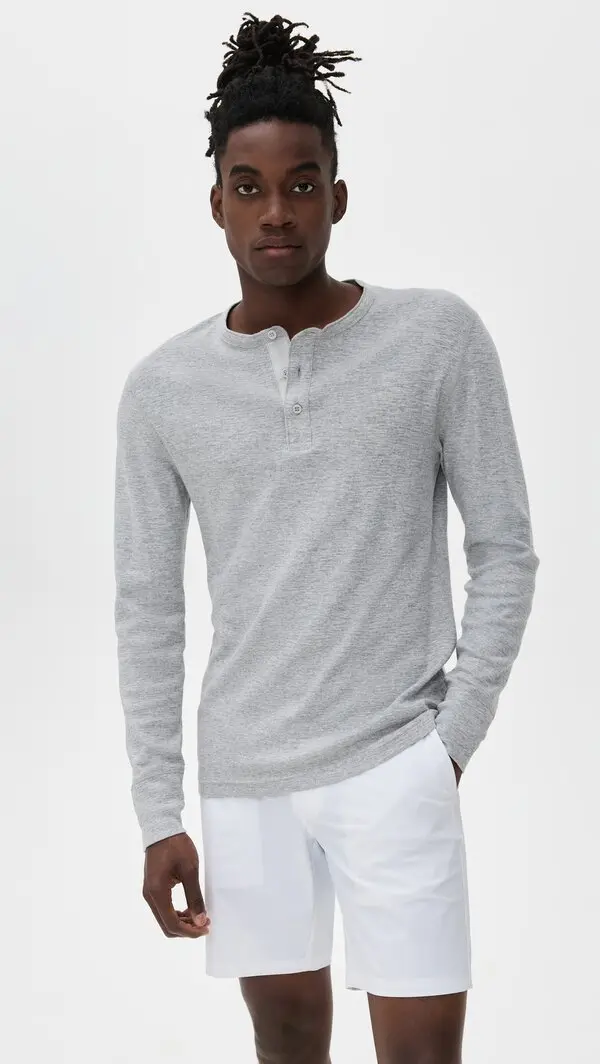 Reigning Champ 1x1 Slub Slim Henley - Hgrey