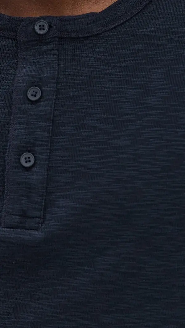 Reigning Champ 1x1 Slub Slim Henley - Navy