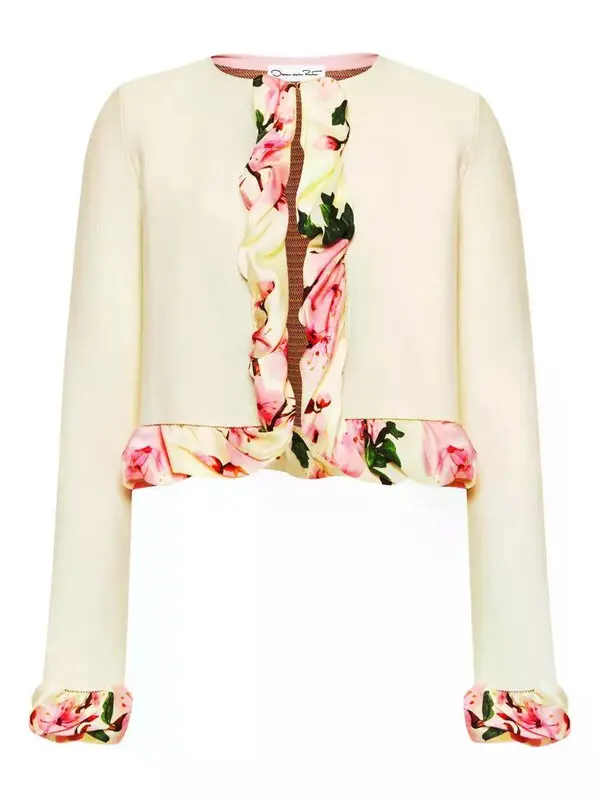 Oscar De La Renta Printed Trim Jacket - White