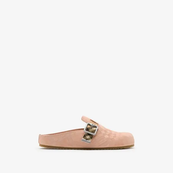 Burberry Check Suede Urchin Clogs - Flora