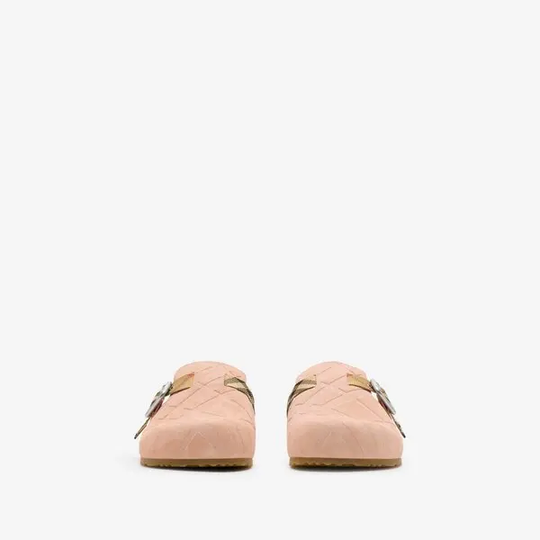 Burberry Check Suede Urchin Clogs - Flora