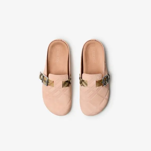 Burberry Check Suede Urchin Clogs - Flora