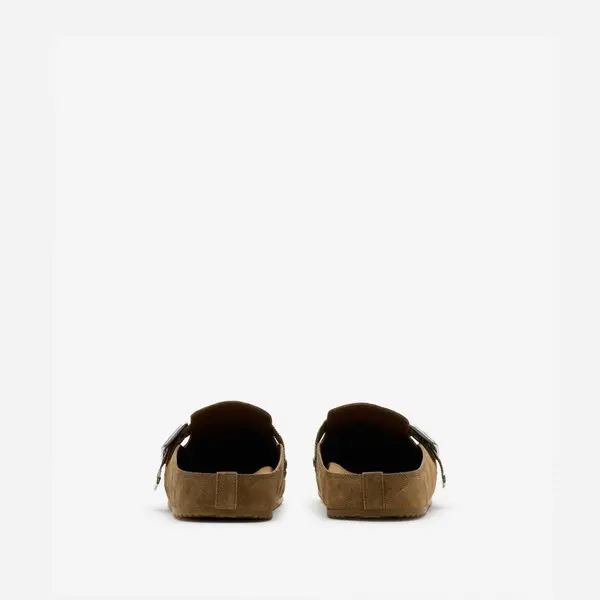 Burberry Check Suede Urchin Clogs - Jute Beige