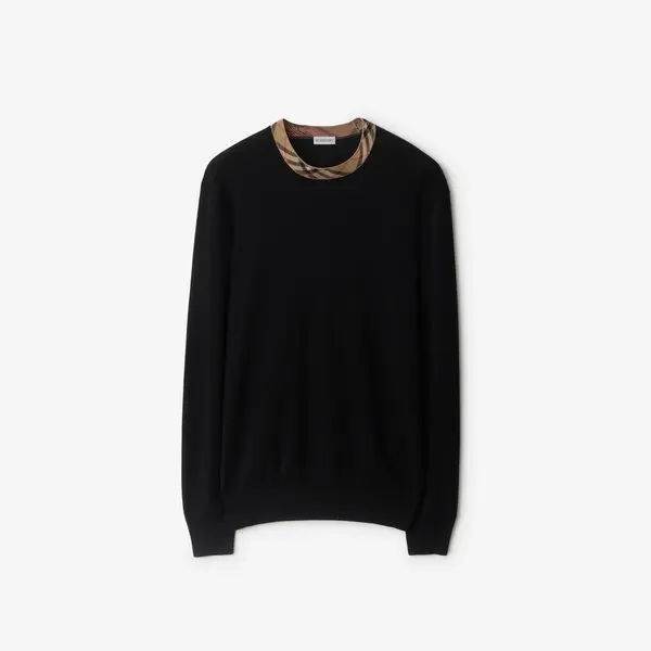 Burberry Check Trim Wool Sweater - Black