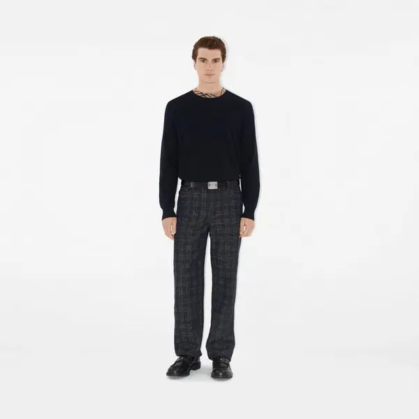Burberry Check Trim Wool Sweater - Black