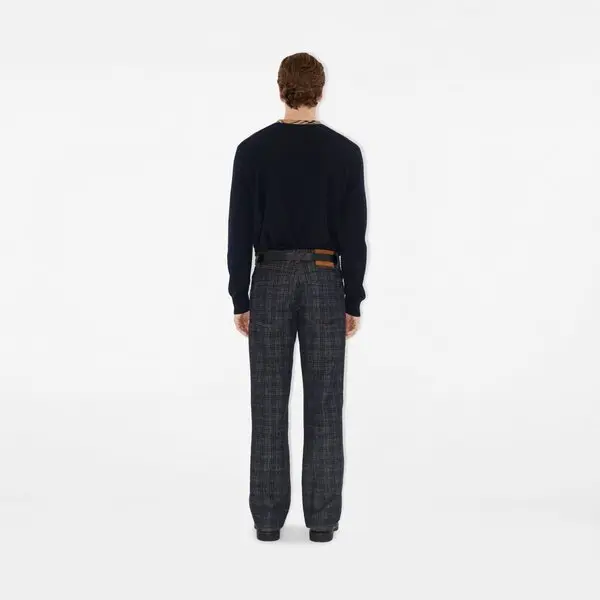Burberry Check Trim Wool Sweater - Black