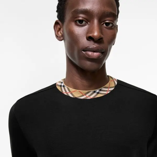 Burberry Check Trim Wool Sweater - Black