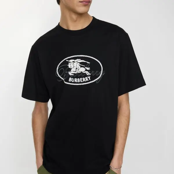 Burberry Knight Stamp Cotton T-shirt - Black