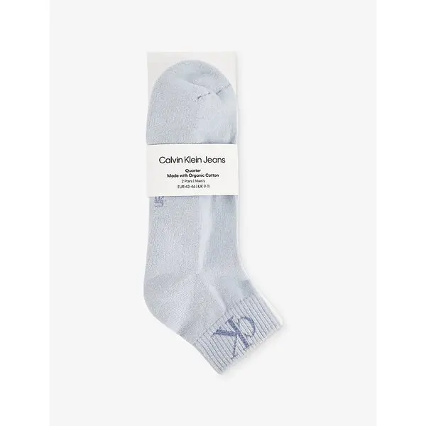 Calvin Klein Quarter Monogram Two-pack Cotton-blend Socks - Blue/white