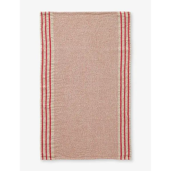 Charvet Maya Striped Linen Tea Towel - Lin Cerise