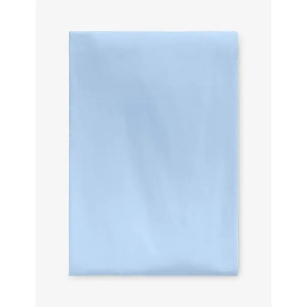 TEKLA Percale Super-king Fitted Cotton Sheet - Island Blue