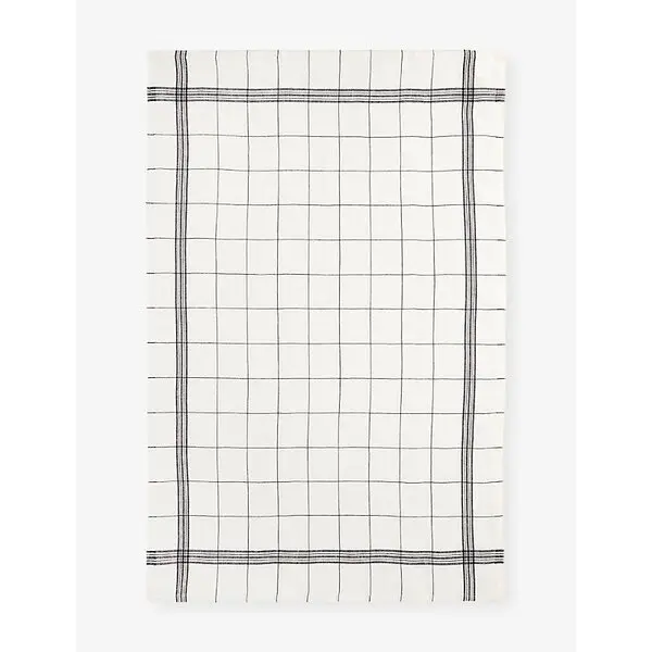 Charvet Maya Square-grid Linen Tea Towel - Noir