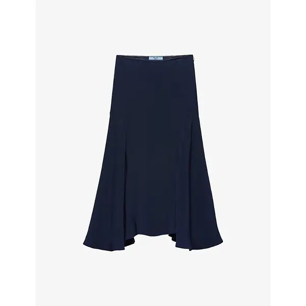 Prada Cady Flared Woven Midi Skirt