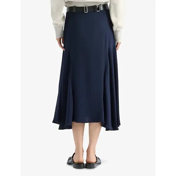 Prada Cady Flared Woven Midi Skirt