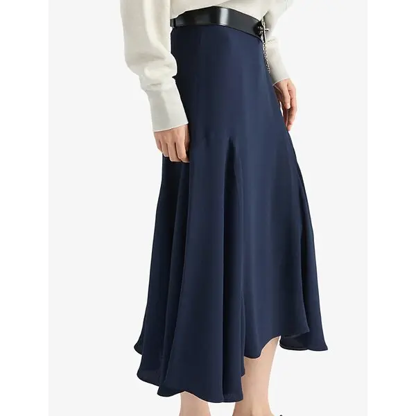 Prada Cady Flared Woven Midi Skirt
