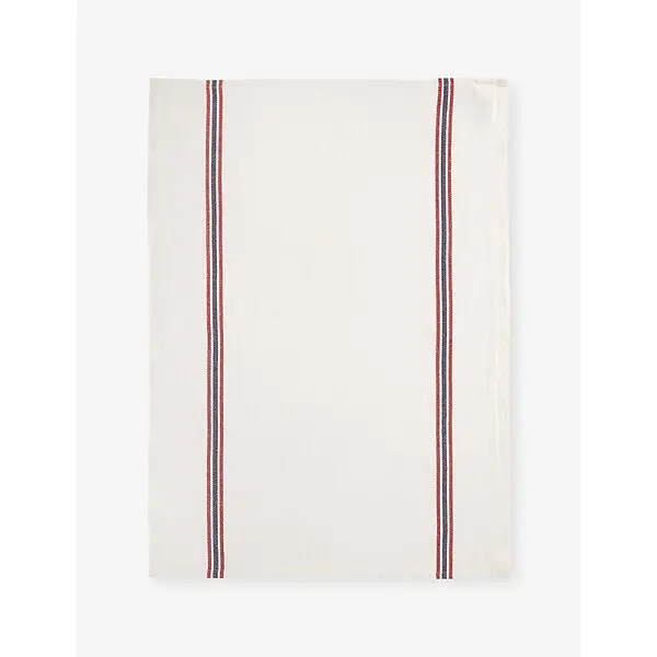 Charvet Drapeau Striped Linen Tea Towel - Blanc