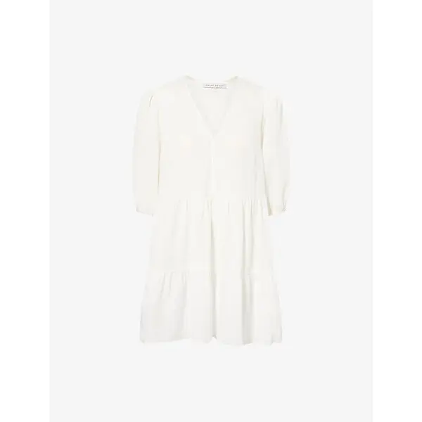Heidi Klein Antibes Crinkled Cotton Kaftan Mini Dress - Wht-wht