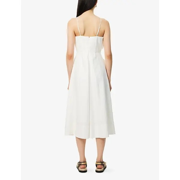Farm Rio Garden Sleeveless Linen-Blend Midi Dress - Off-White | Editorialist