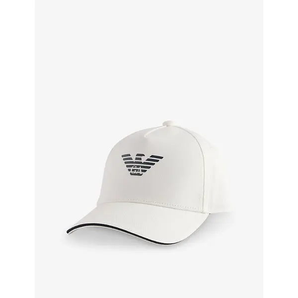 Emporio Armani Brand Logo-print Cotton Cap - Off White
