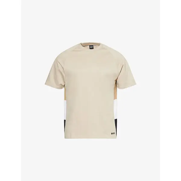 BOSS Iconic Logo-embroidered Cotton-jersey T-shirt - Light Beige