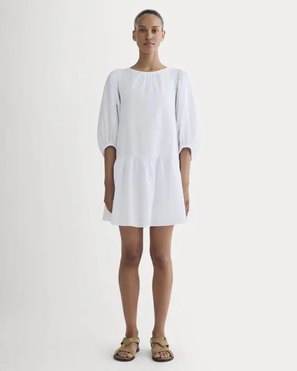Everlane Gauze Puff-sleeve Mini Dress - White