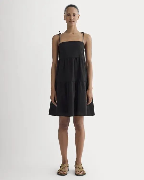 Everlane Gauze Mini Tiered Dress - Black