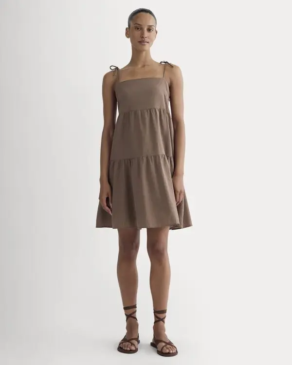 Everlane Gauze Mini Tiered Dress - Mocha