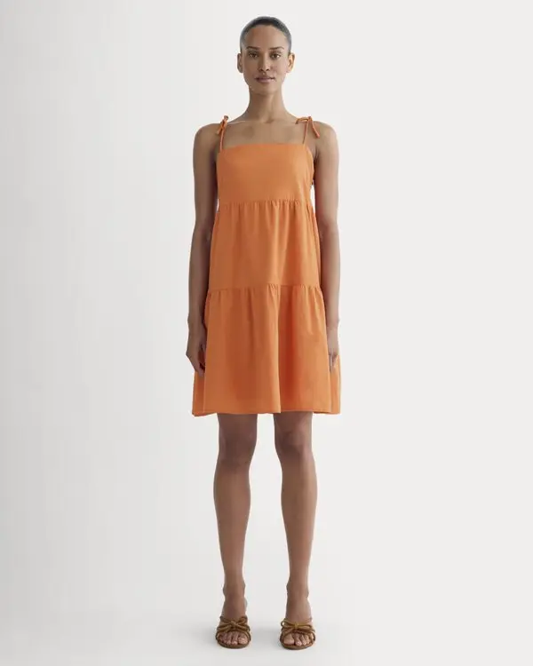 Everlane Gauze Mini Tiered Dress - Soft Orange