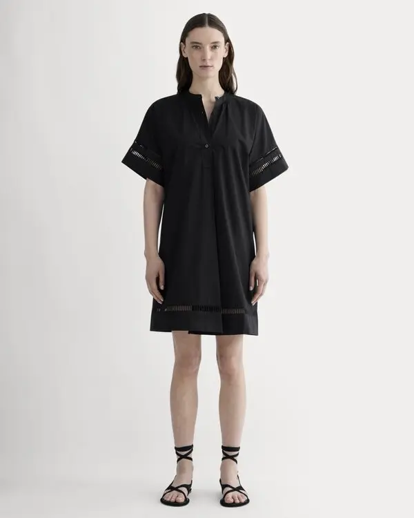 Everlane Lace Trim Popover Dress - Black