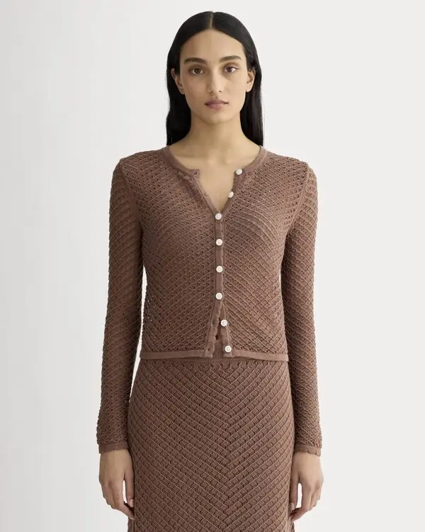 Everlane Lace Knit Cardigan - Mocha