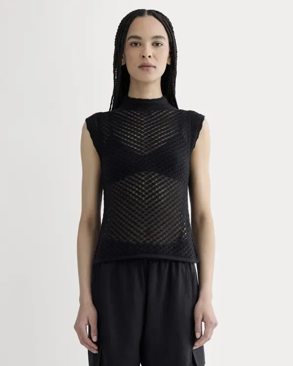 Everlane Lace Knit Tank Top - Black