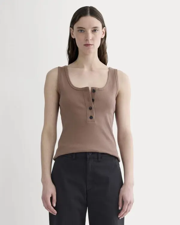 Everlane Henley Tank Top - Mocha