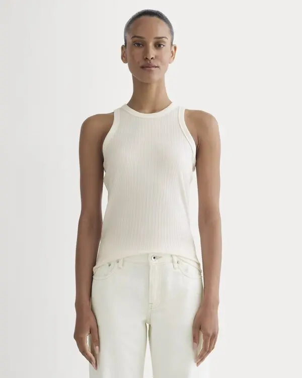 Everlane Shimmy Cutaway Tank Top - Bone White